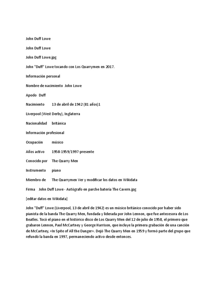 John Duff Lowe | PDF