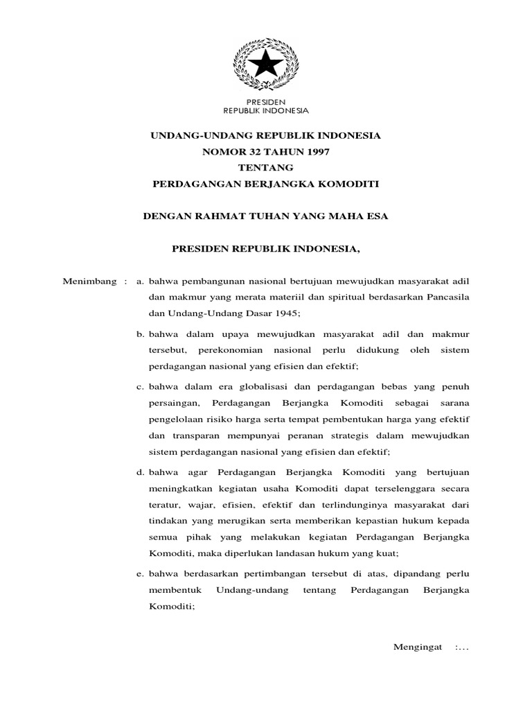 UU Nomor 32 Tahun 1997 PDF | PDF