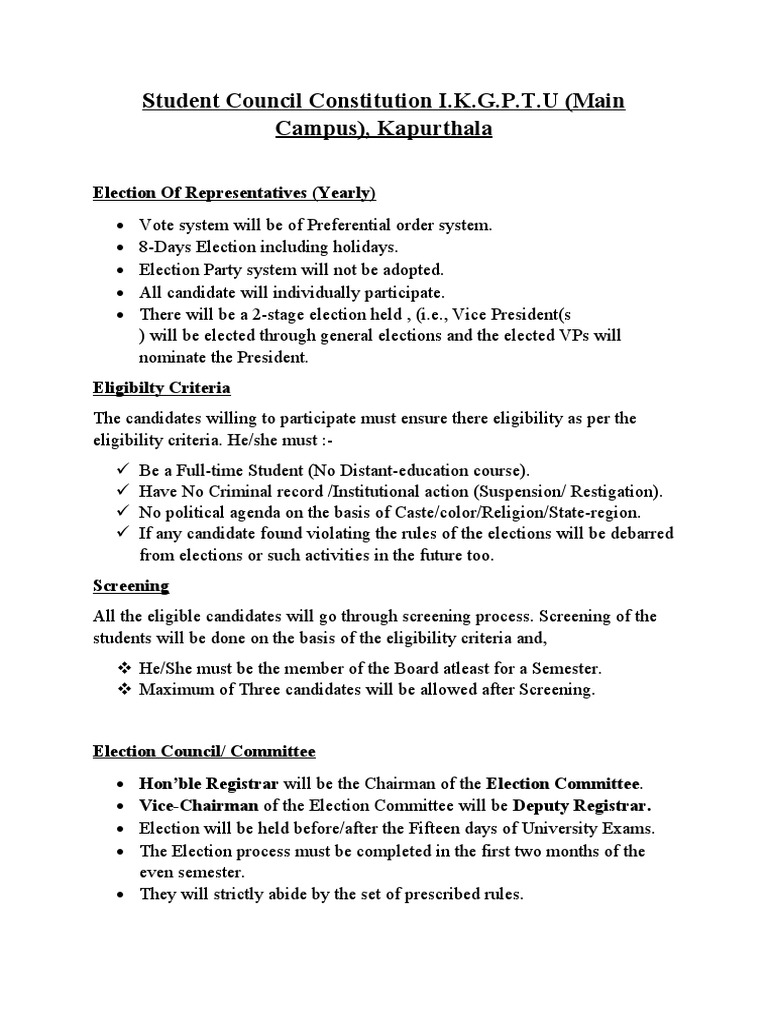Student Council Constitution | PDF