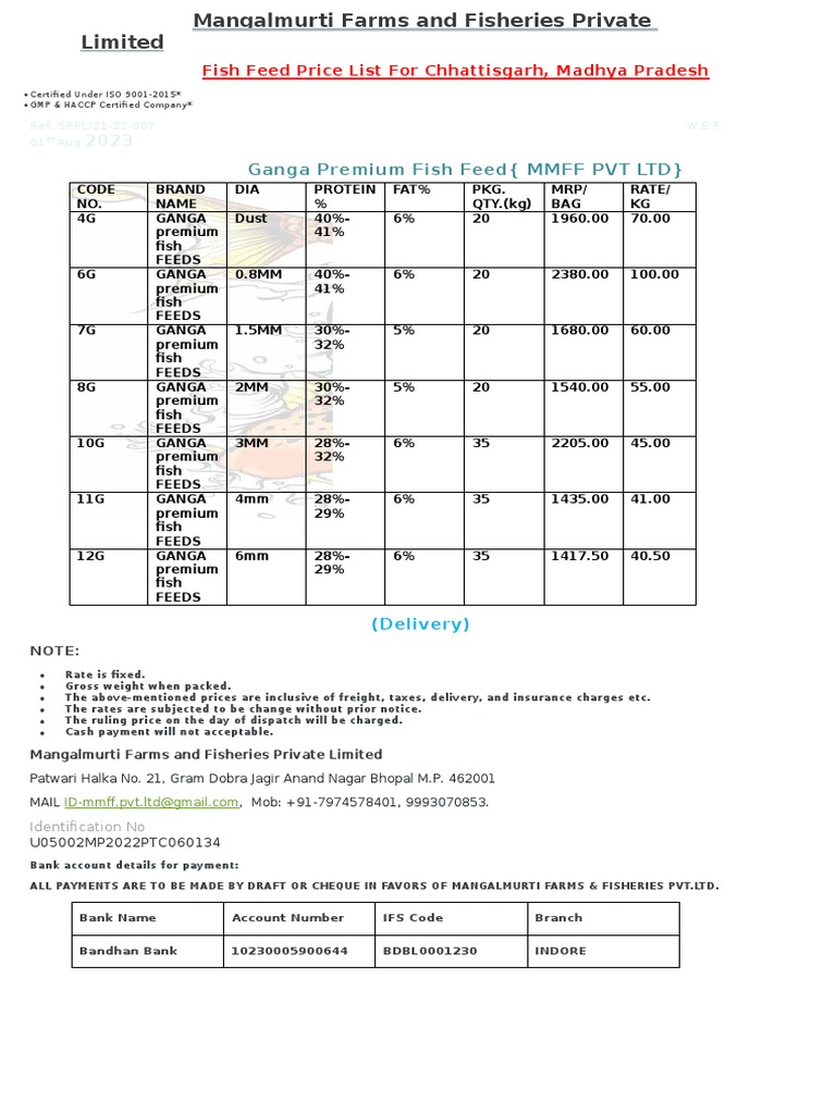 Mangalmurti Farms Price List PDF | PDF