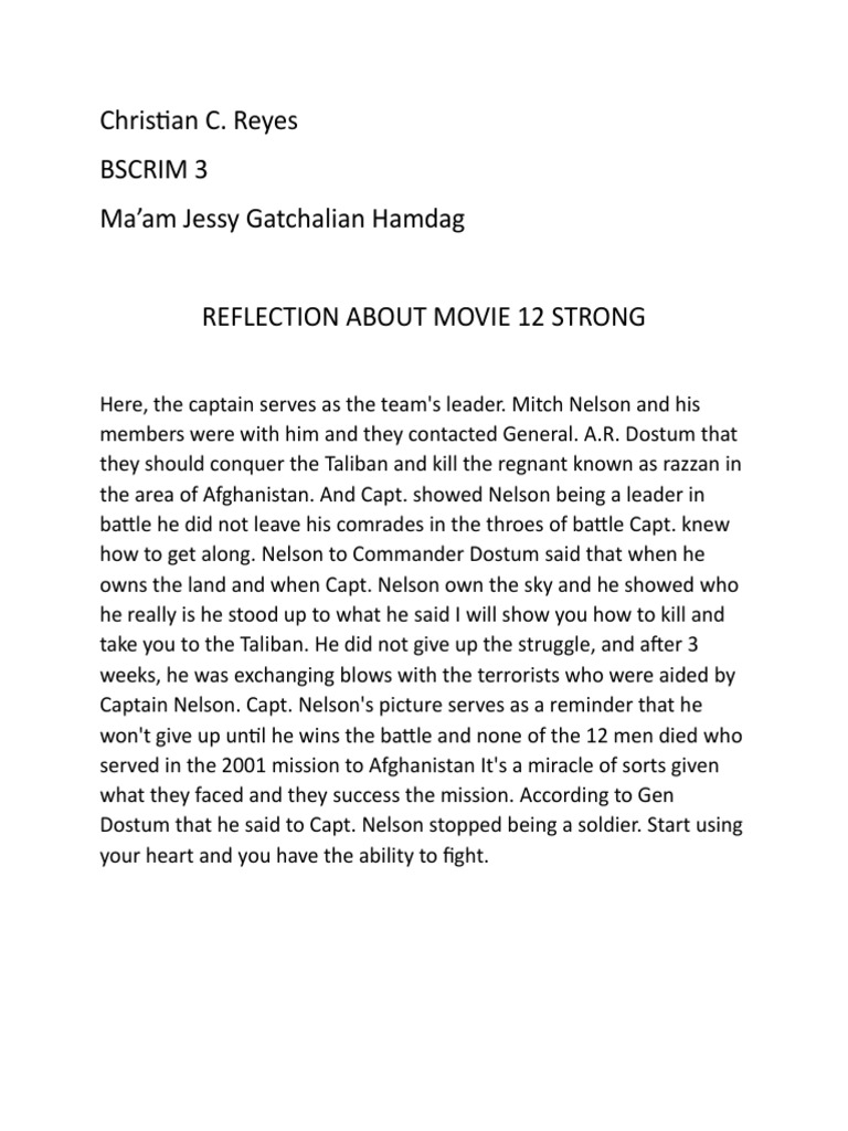 Christian Reyes 12 Strong PDF | PDF