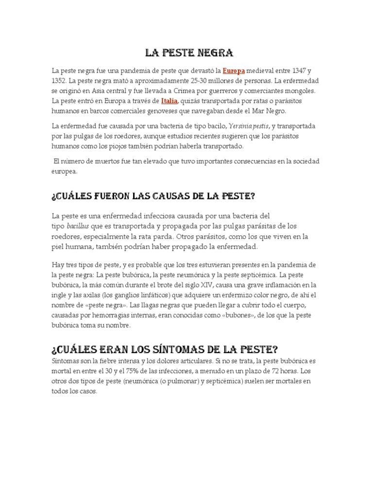 La Peste Negra: Causas y Consecuencias | PDF | Muerte negra | Epidemiología