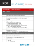 Adult CPR and AED Skills Testing Checklist | PDF | Cardiopulmonary ...