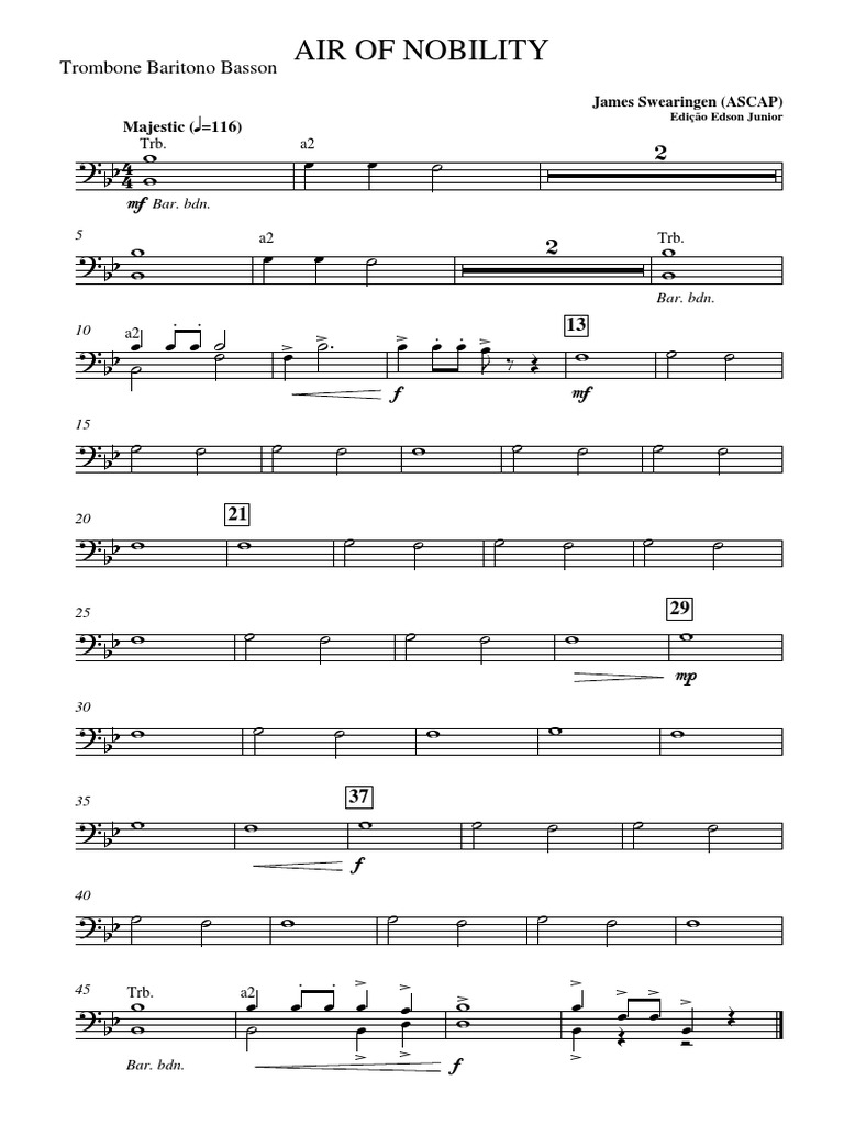 AIR OF NOBILITY Trombone Baritono Basson PDF | PDF