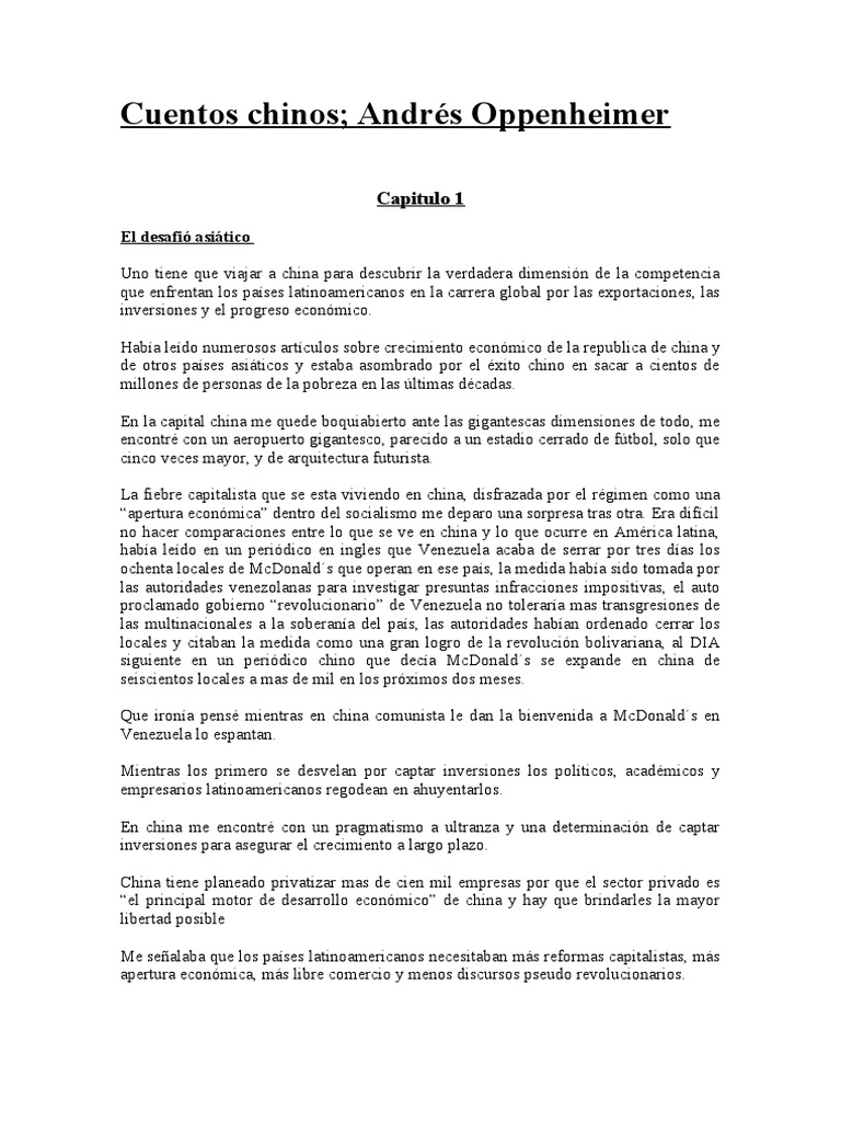 Cuentos Chinos Andres Oppenheimer | PDF