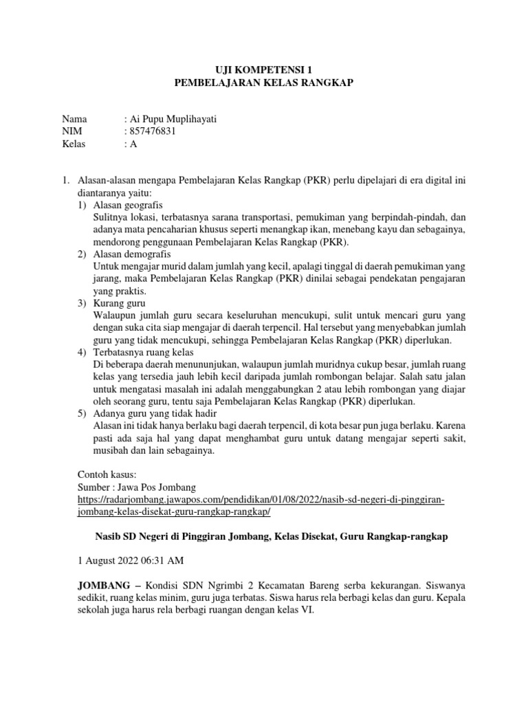 UJI KOMPETENSI 1 Ai Pupu Muplihayati (857476831) PDF | PDF