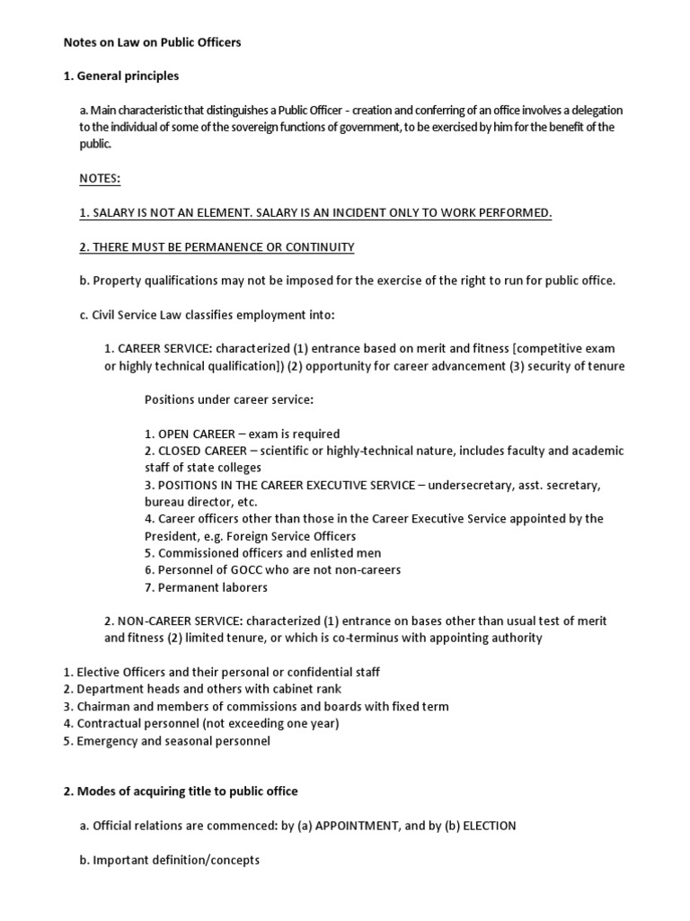 Module 8 - Notes On Law On Public Officers | PDF