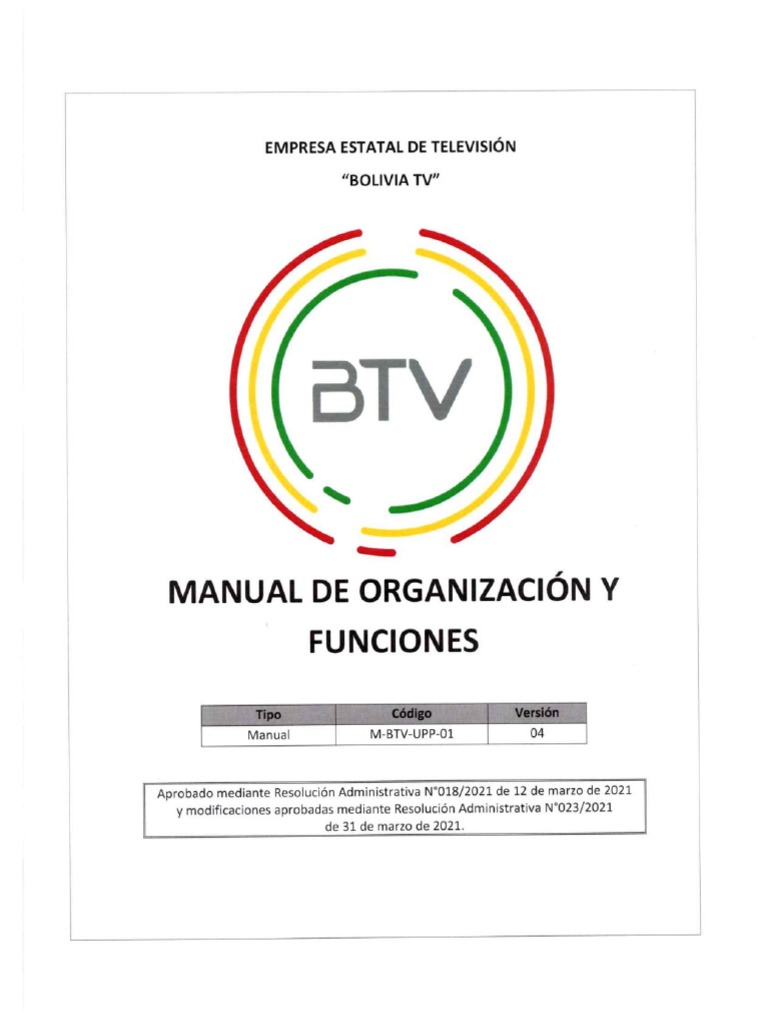TVB Manual de Funciones PDF | PDF | Bolivia | Business