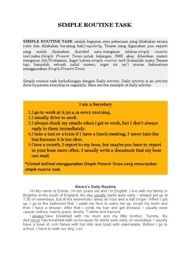 Simple Routine Task | PDF | Linguistics