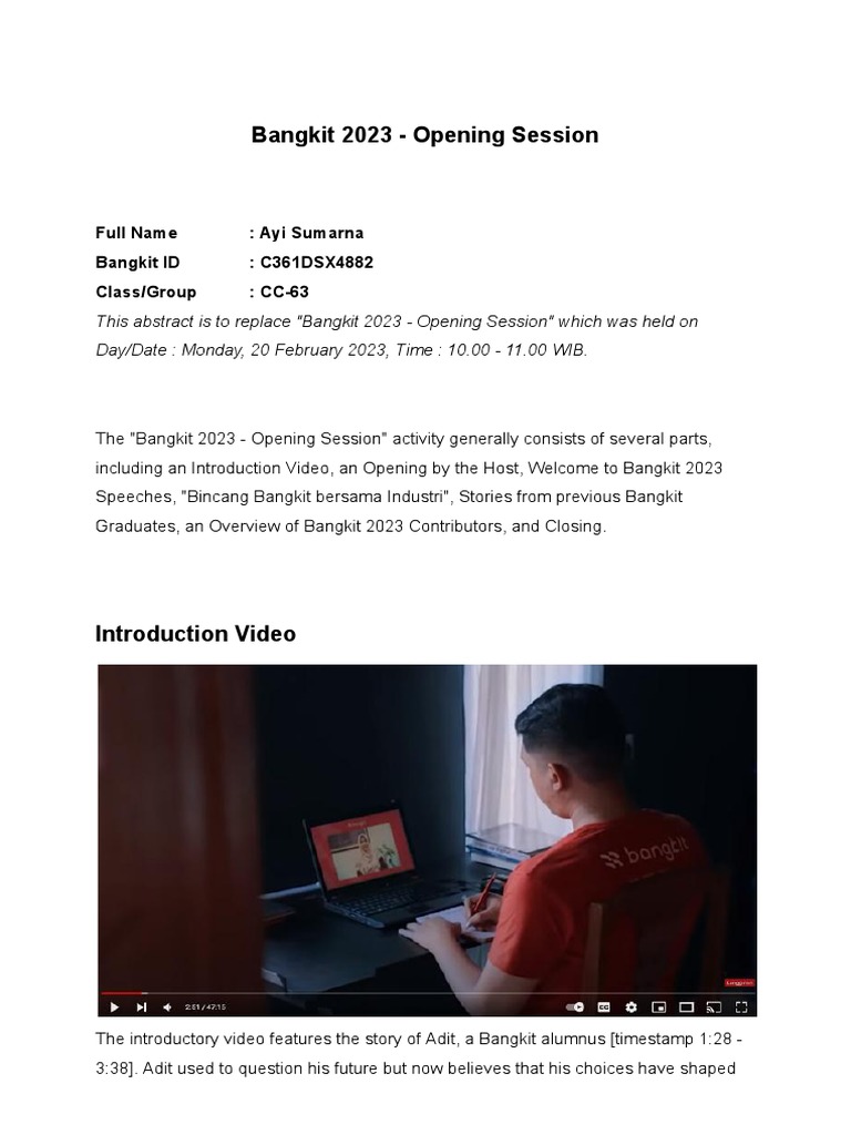Abstract_For_Bangkit_2023 - Opening Session | PDF | Android (Operating ...