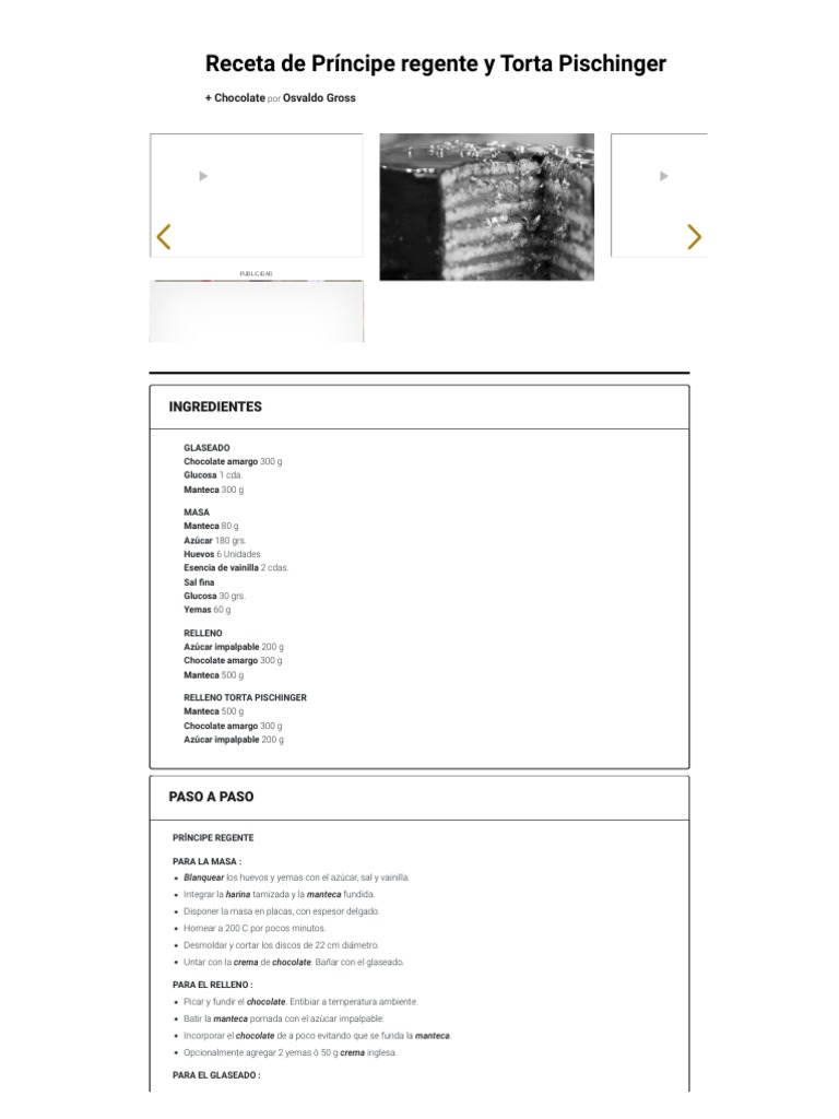Príncipe Regente y Torta Pischinger - El Gourmet PDF | PDF