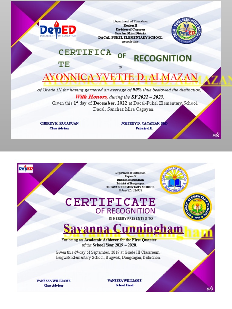 Academic Achievement Certificates | PDF