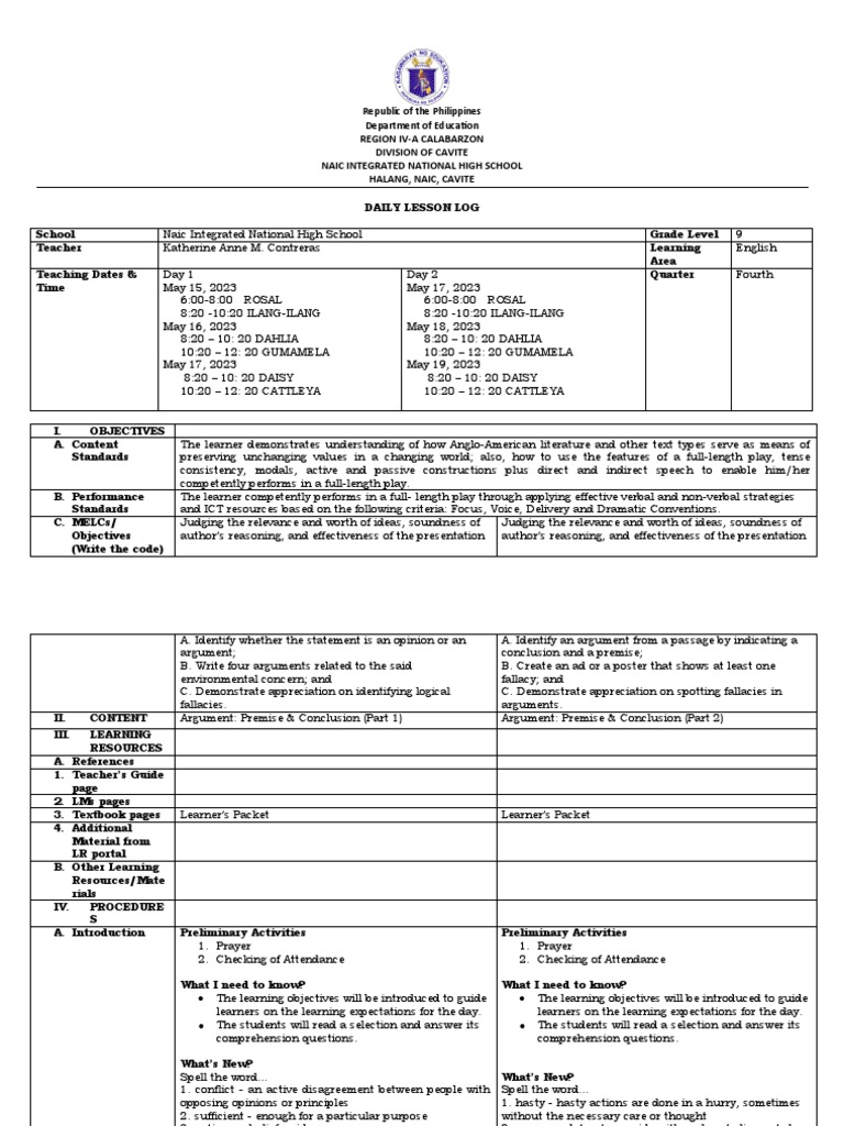 DLL Q4 WK3 | PDF | Argument | Fallacy