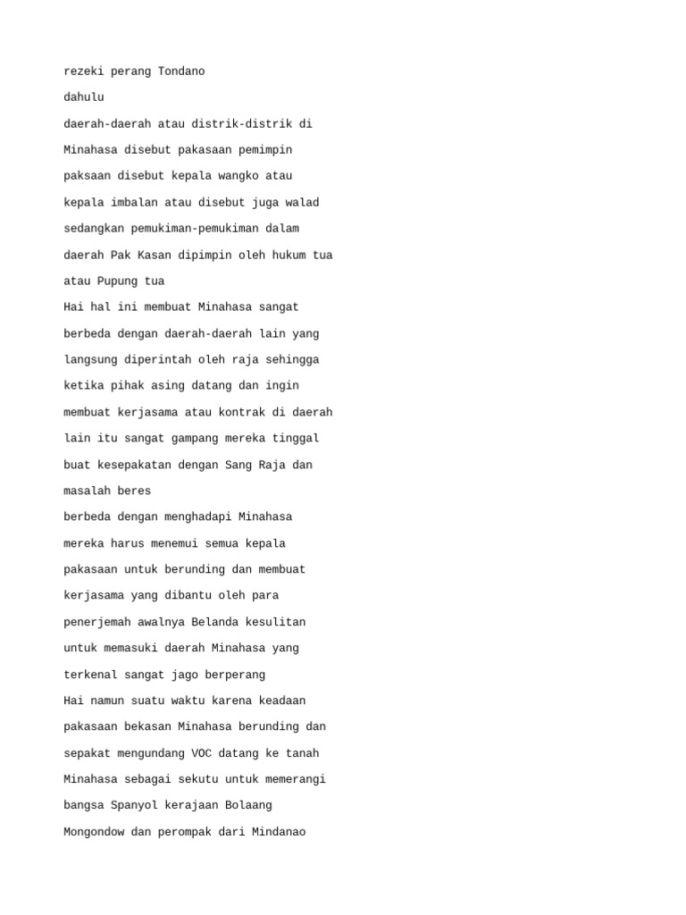 Sejarah Perang Tondano Minahasa VS VOC Belanda - Benteng Moraya ...