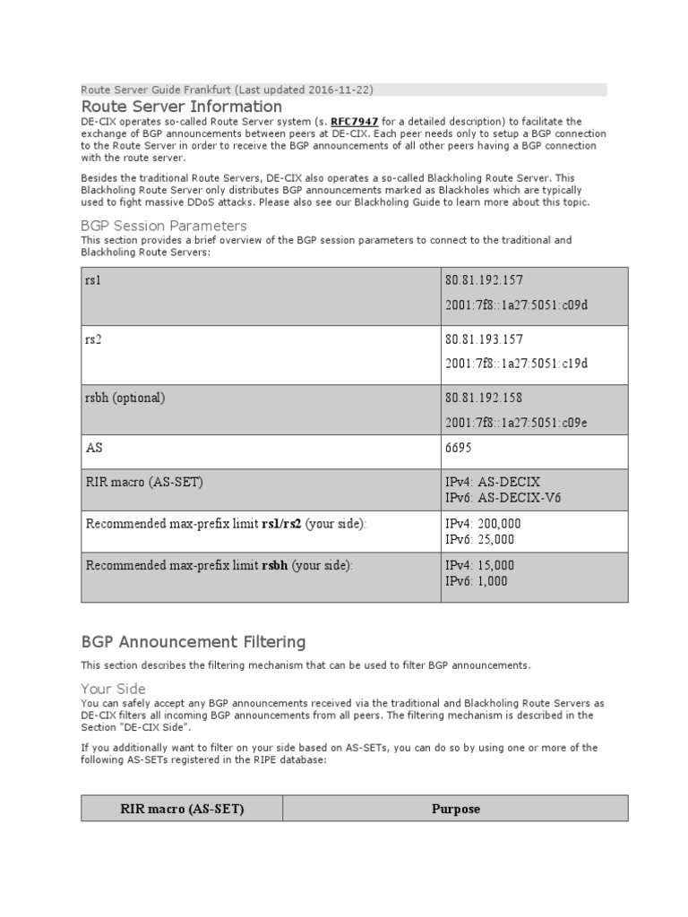 BGP Route Server Setup Guide | PDF