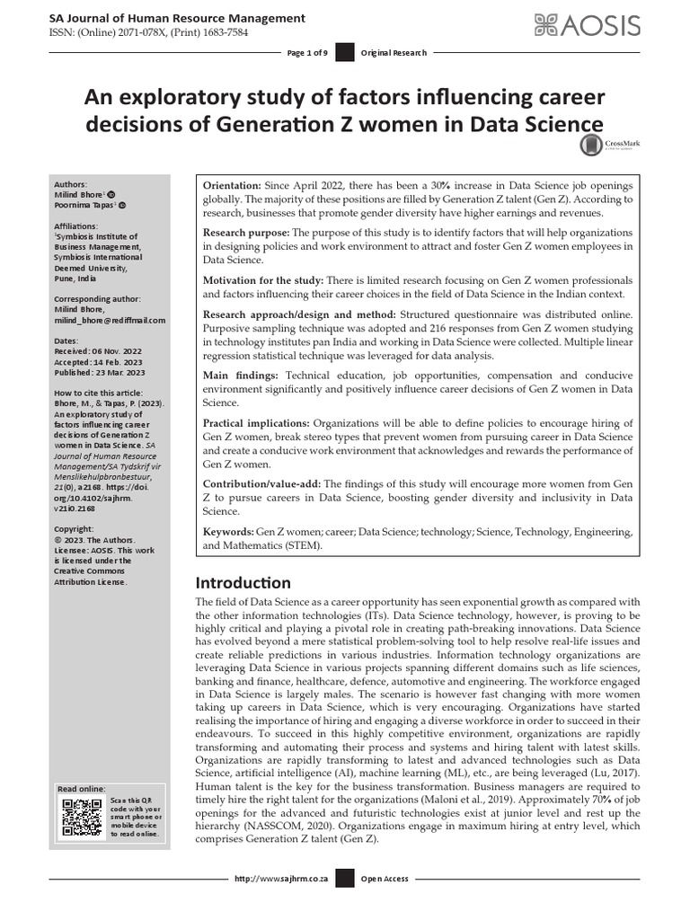 An Exploratory Study of Factors Influencing Career Decisions of ...