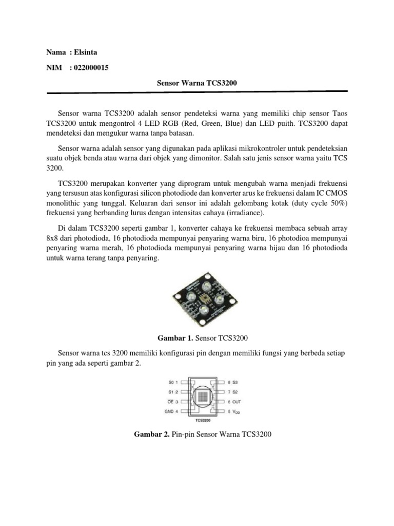 Sensor Warna TCS3200: Fungsi dan Karakteristik | PDF | Metode & Bahan ...