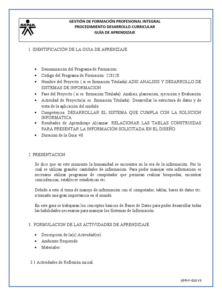 EACF Bases de Datos GFPI-F-019 - Formato - Guia - de - Aprendizaje (1 Walther | PDF