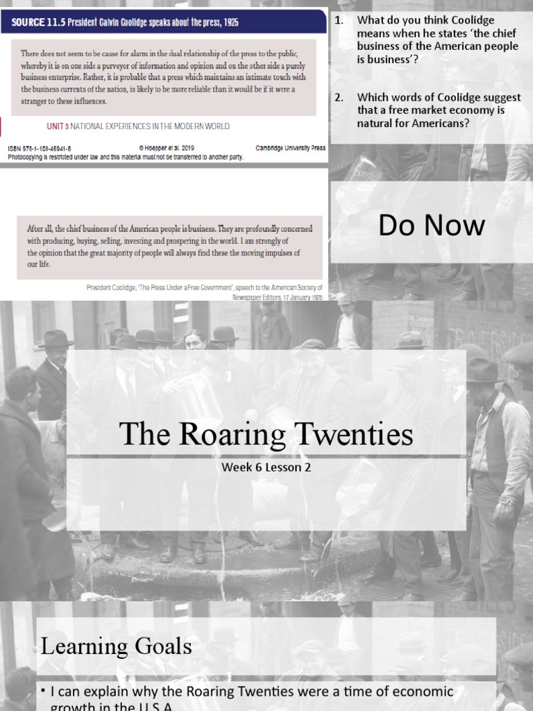 Lesson 3 The Roaring 20s | PDF | Calvin Coolidge | Herbert Hoover