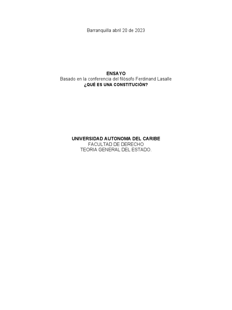 Que Es Una Constitucion Lasalle Pdf Constitución Democracia