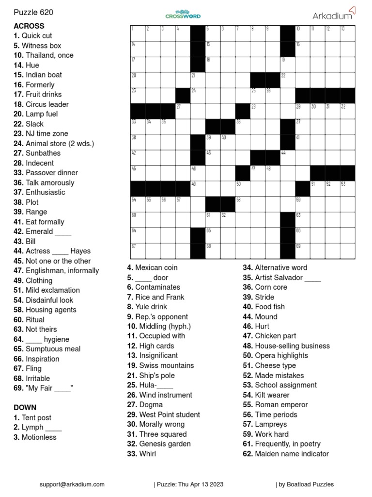 Arkadium Daily Crossword Puzzle 620 | PDF | Young Adult