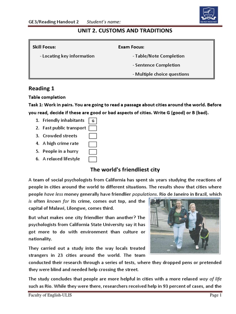 GE3 - Reading Handout 2 For Ss PDF | PDF | Wedding | Bride
