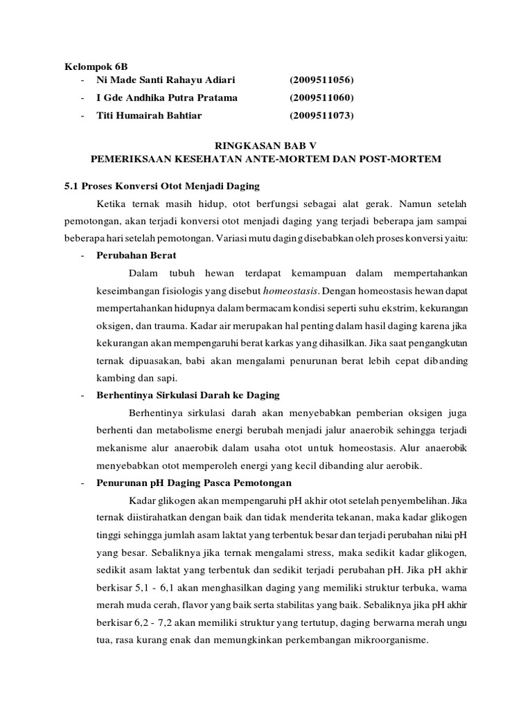 Pemeriksaan Kesehatan Ante Mortem Dan Post Mortem Pdf