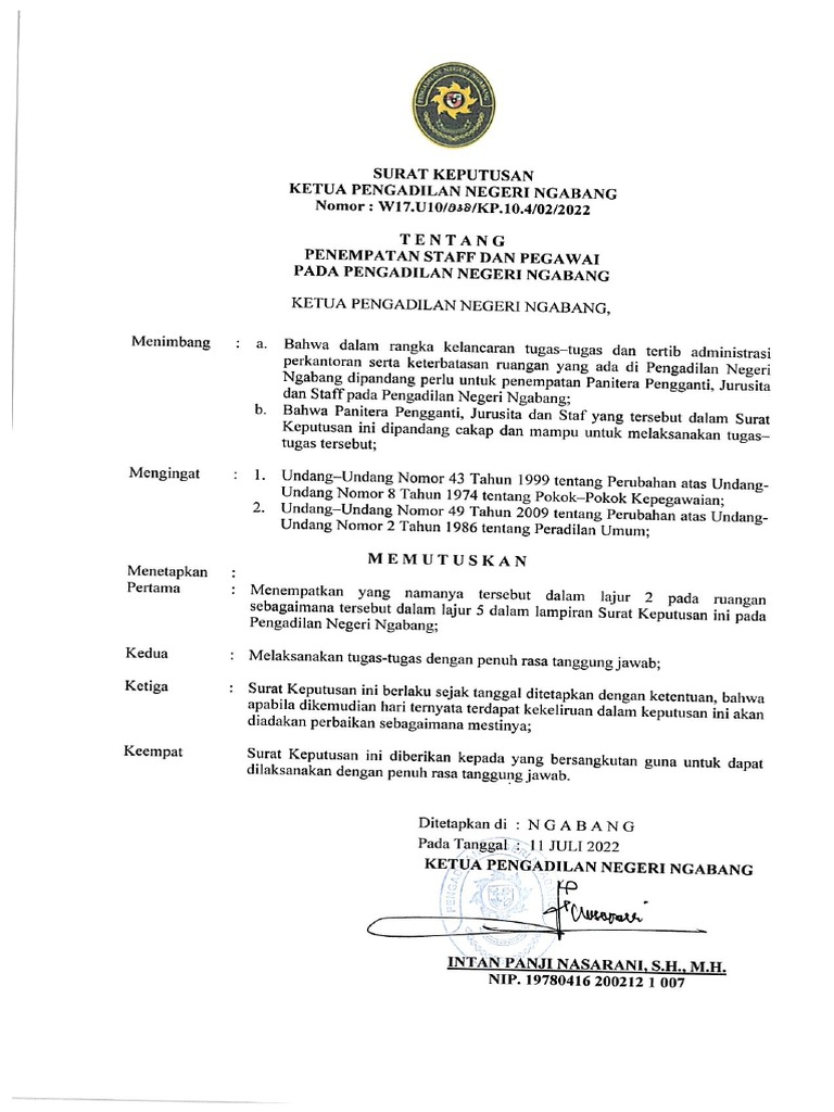 SK Mutasi Pegawai | PDF