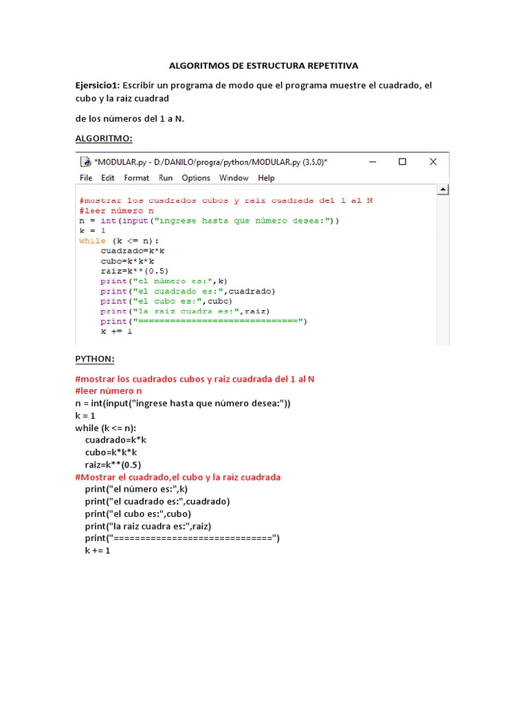 Algoritmos de Estructura Repetitiva Ejersicio1: Escribir Un Programa de ...