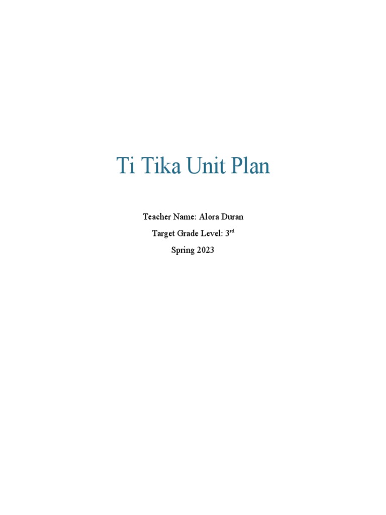 Ti Tika Unit Plan for 3rd Grade Music | PDF | Language Arts & Discipline