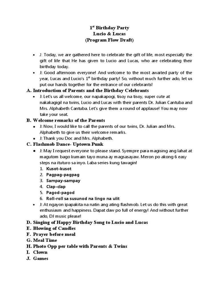 Program For Party | PDF