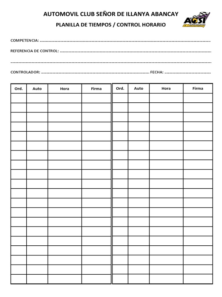 Planilla de Tiempos Oficiales 2023 PDF | PDF