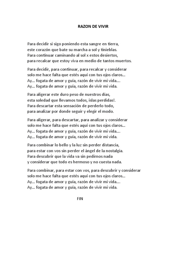 Razón de Vivir: Poema y Reflexiones | PDF