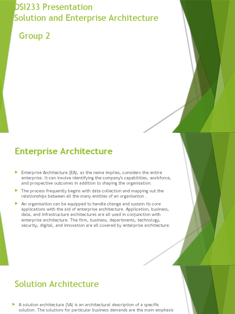 DSI233 Group 2 Solution and EA Presentation | PDF | Enterprise Architecture | Cloud Computing