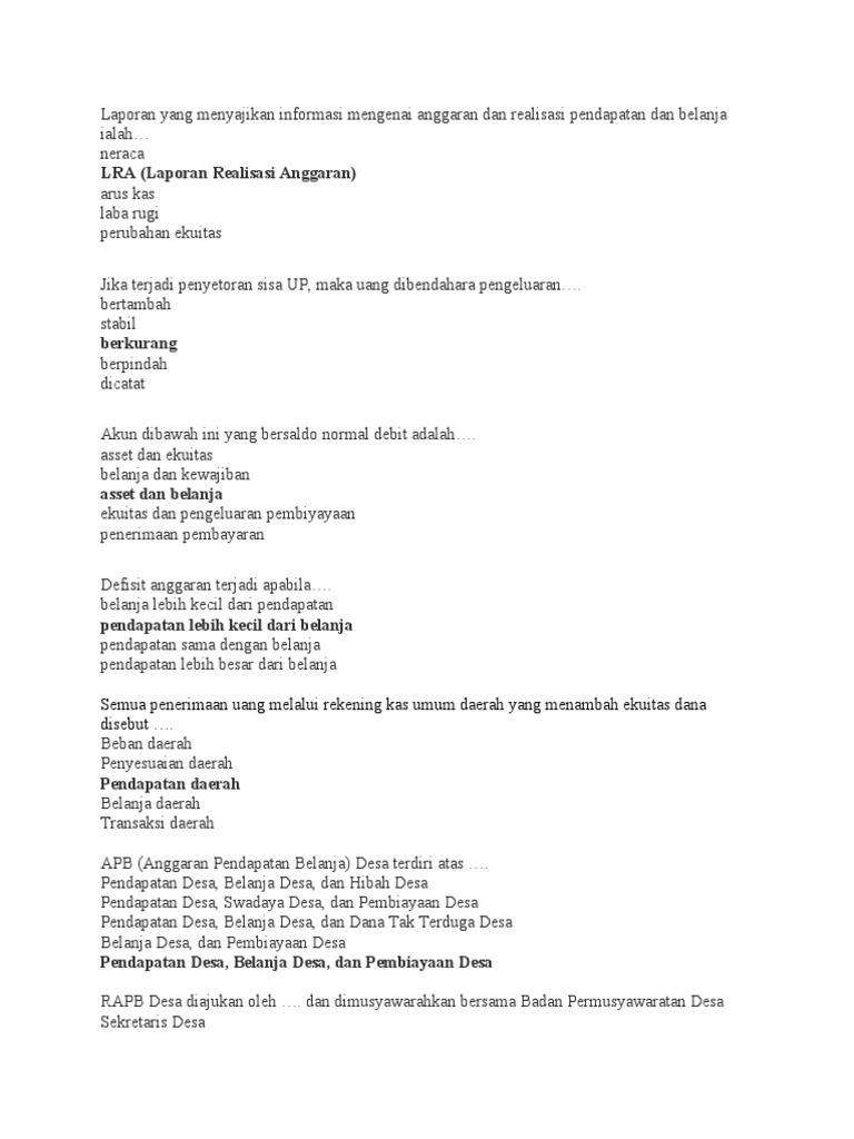 LRA (Laporan Realisasi Anggaran) | PDF