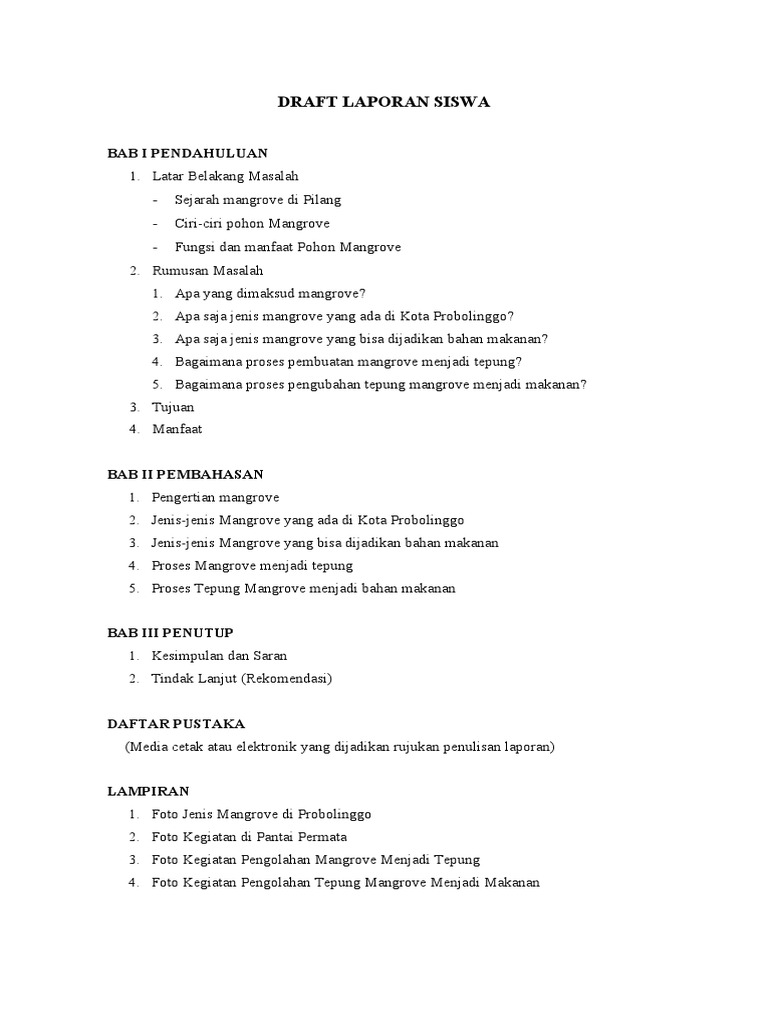 DRAFT LAPORAN SISWA Mangrove | PDF