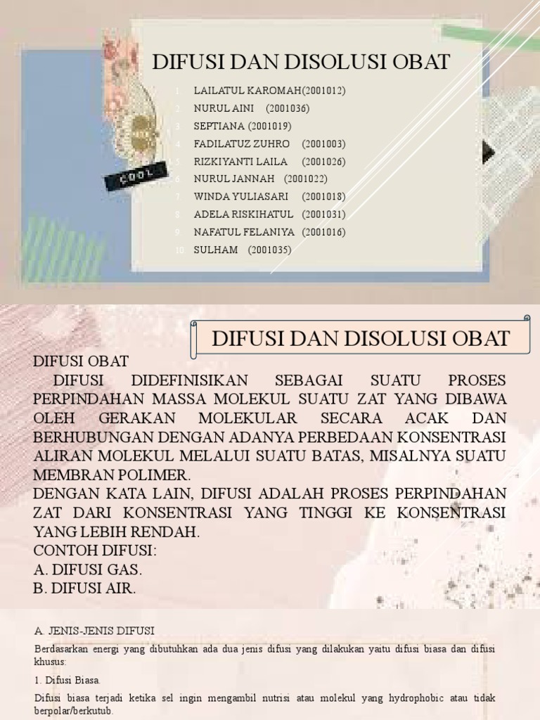 Proses Difusi dan Disolusi Obat | PDF | Sains & Matematika