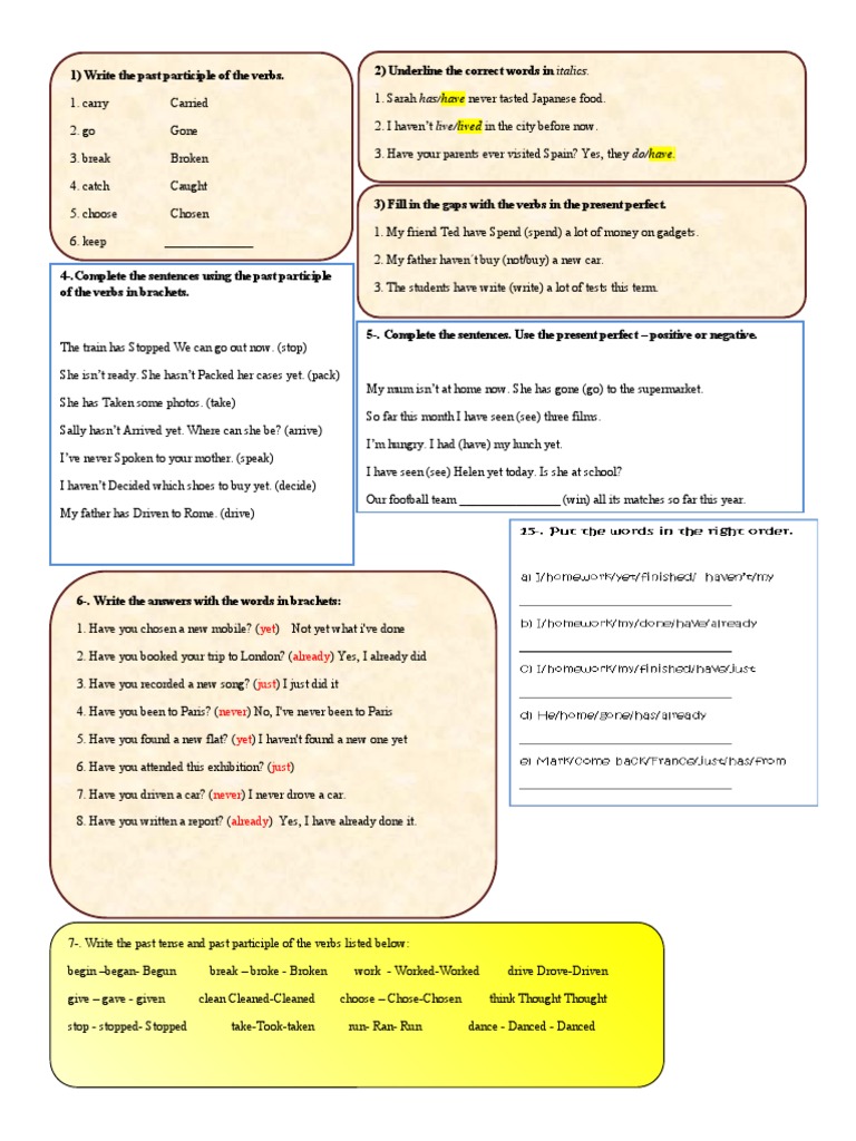 Presente Perfecto - Hector Andres Vega Mejia | PDF | Verb | Grammatical ...