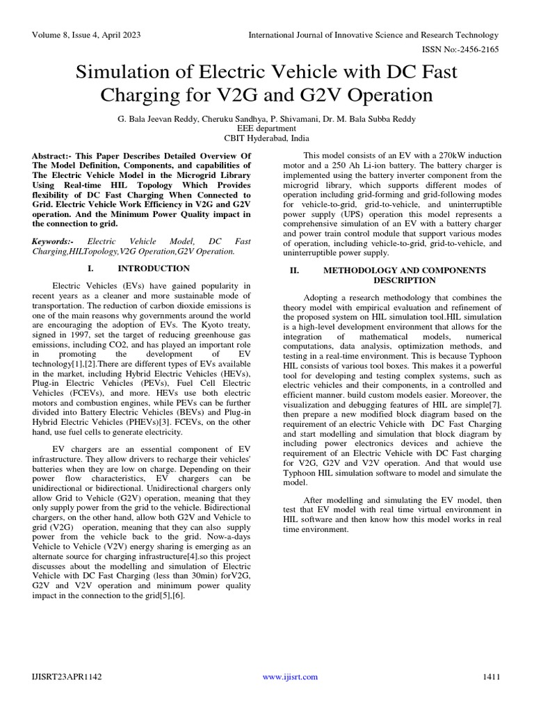 Simulation of Electric Vehicle With DC Fast Charging For V2G and G2V ...