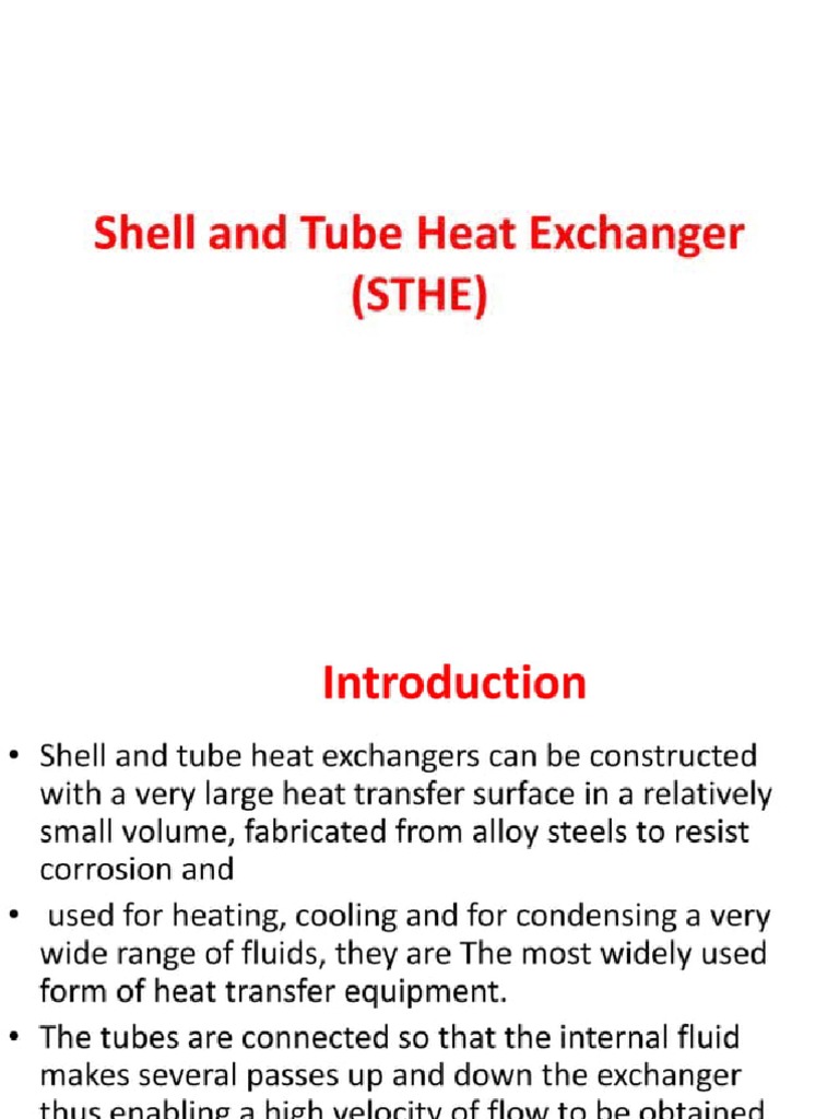 Shell & Tube Heat Exhanger(STHE) | PDF