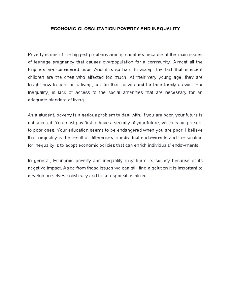 Economic Globalization Poverty and Inequality | PDF