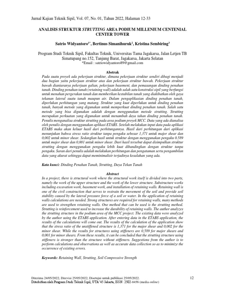 Analisis Strutting pada Dinding Penahan Tanah | PDF