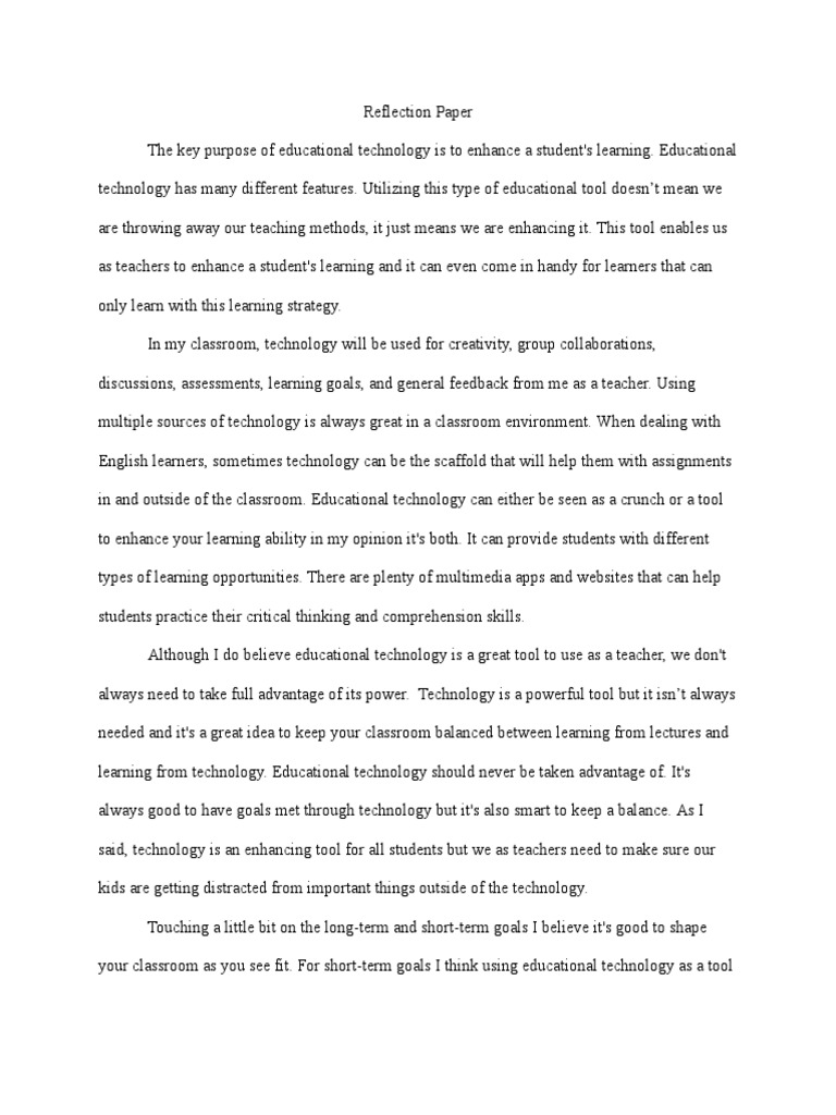 Reflection Paper 1 | PDF