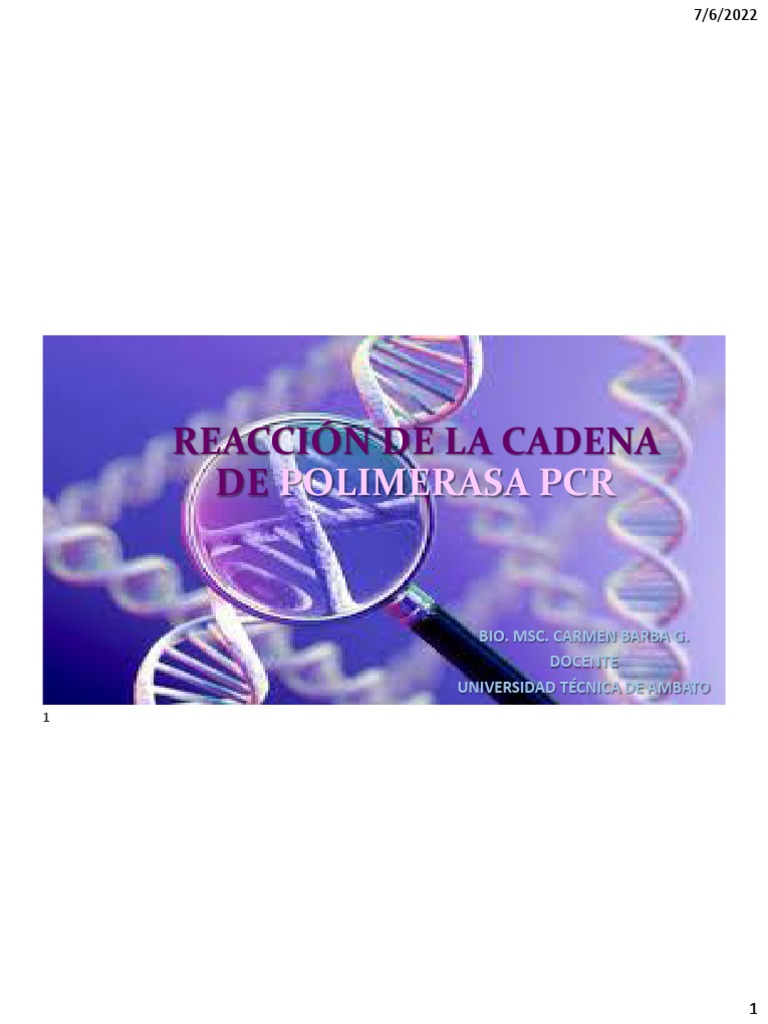 Clase - 11 - Reaccion de La Cadena de Polimerasa y Secuenciacion PDF ...