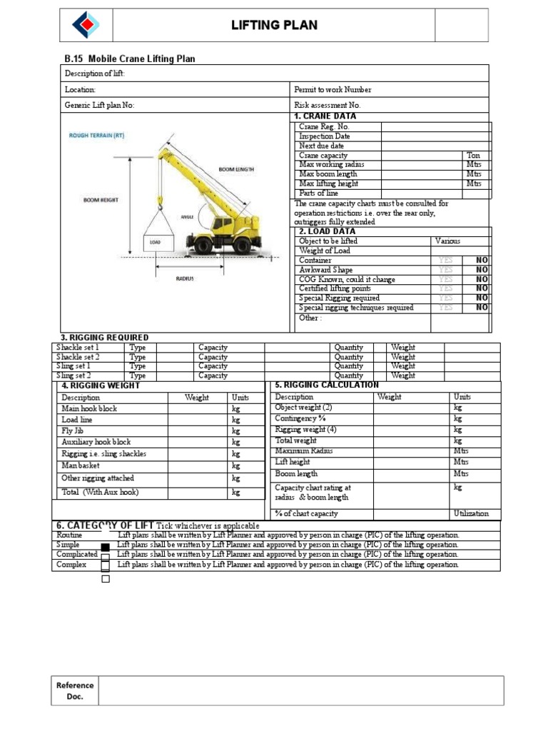 Mobile Crane Lifting Plan Template | PDF