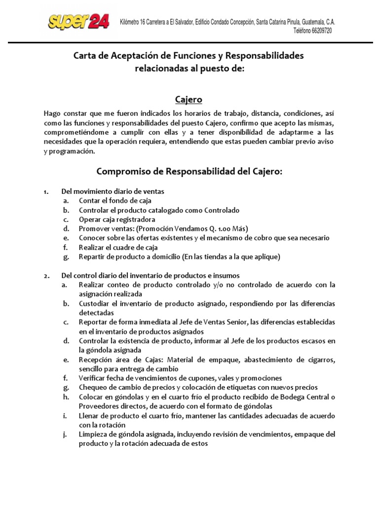 Carta Cajero PDF | PDF