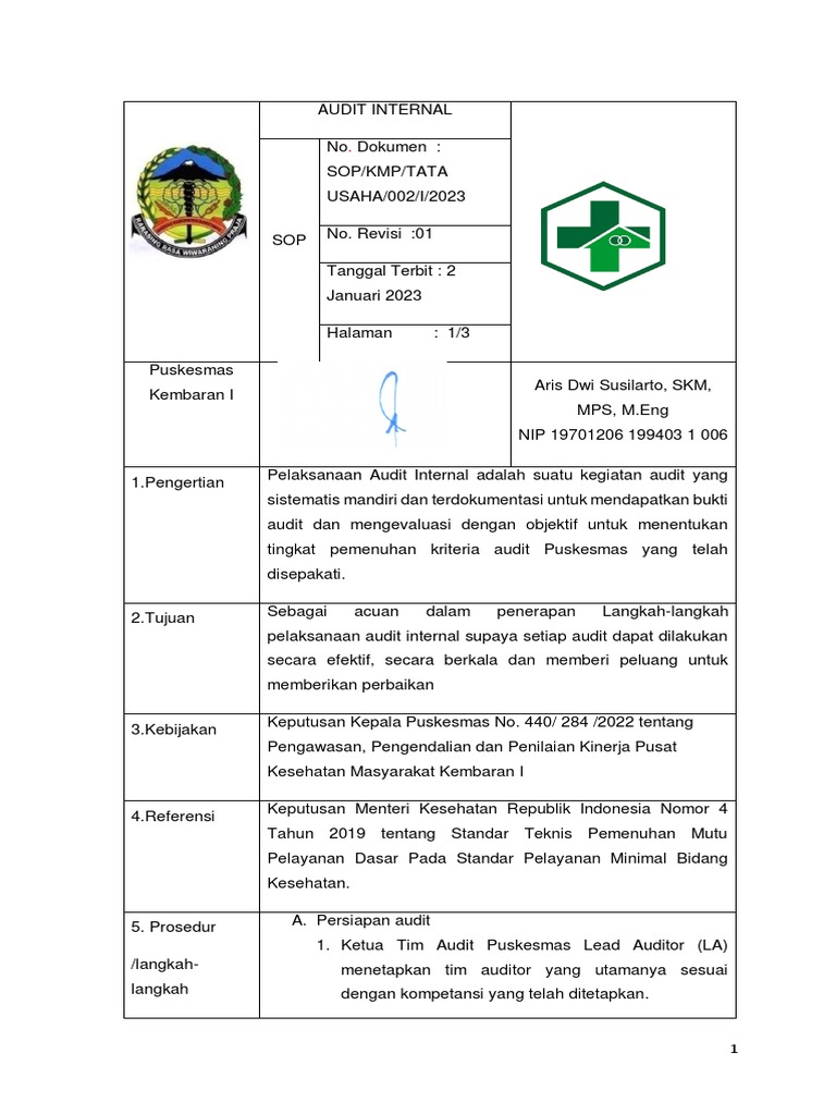 SOP Audit Internal | PDF