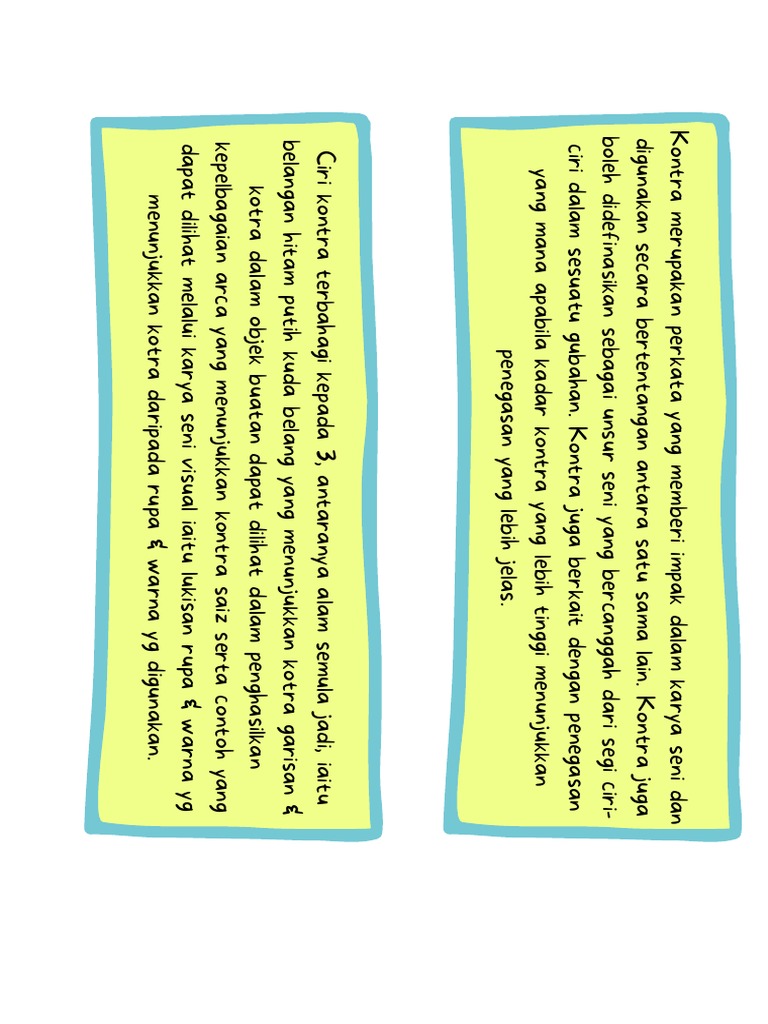 Kontra merupakan perkata yang memberi impak dalam karya seni dan ...