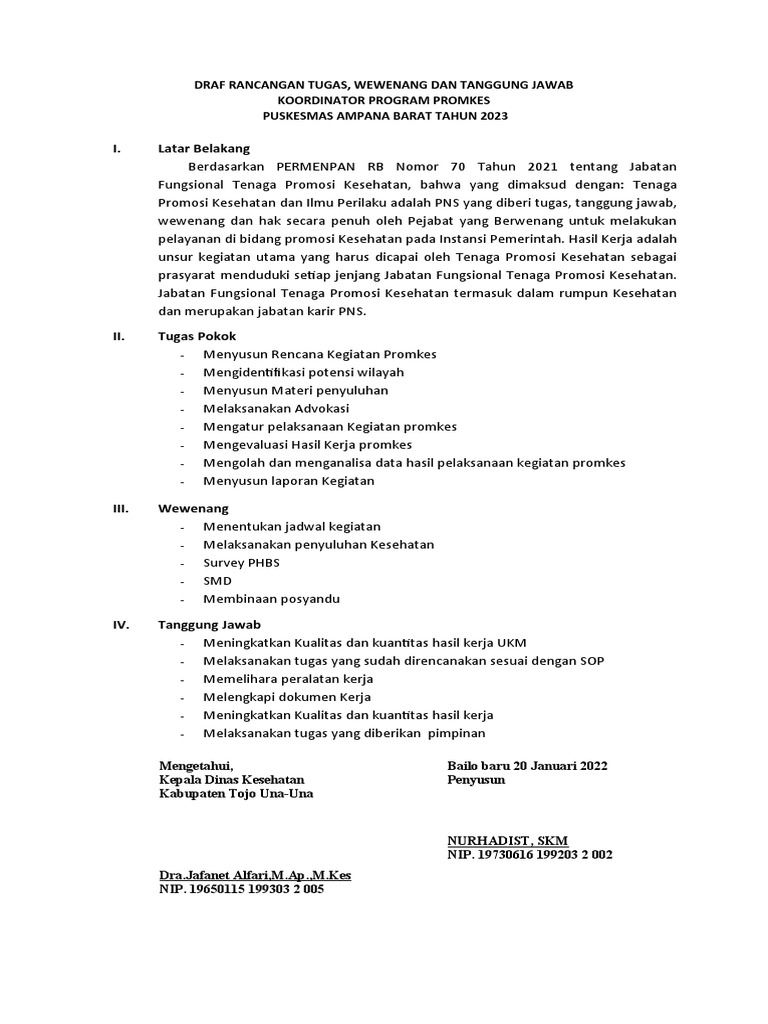 Tugas Koordinator Promkes 2023 | PDF | Pengembangan Diri
