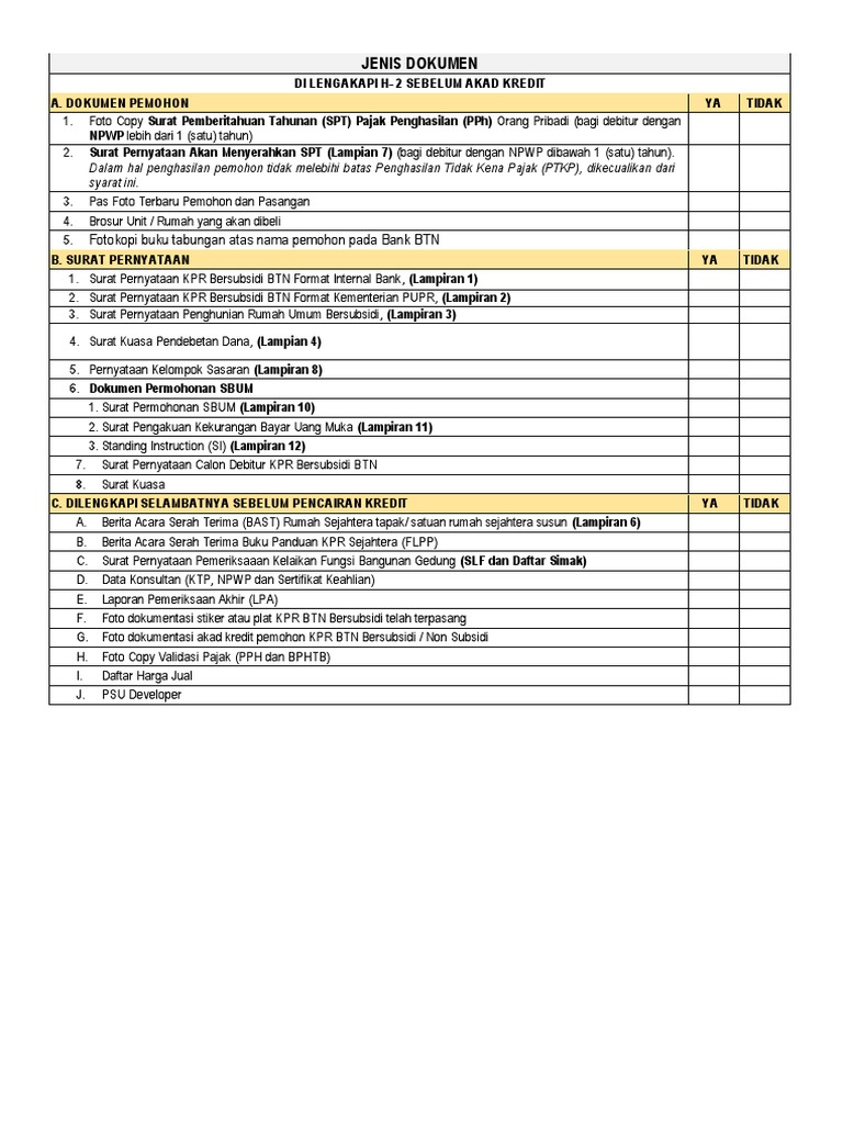 Dokumen KPR Bersubsidi BTN | PDF